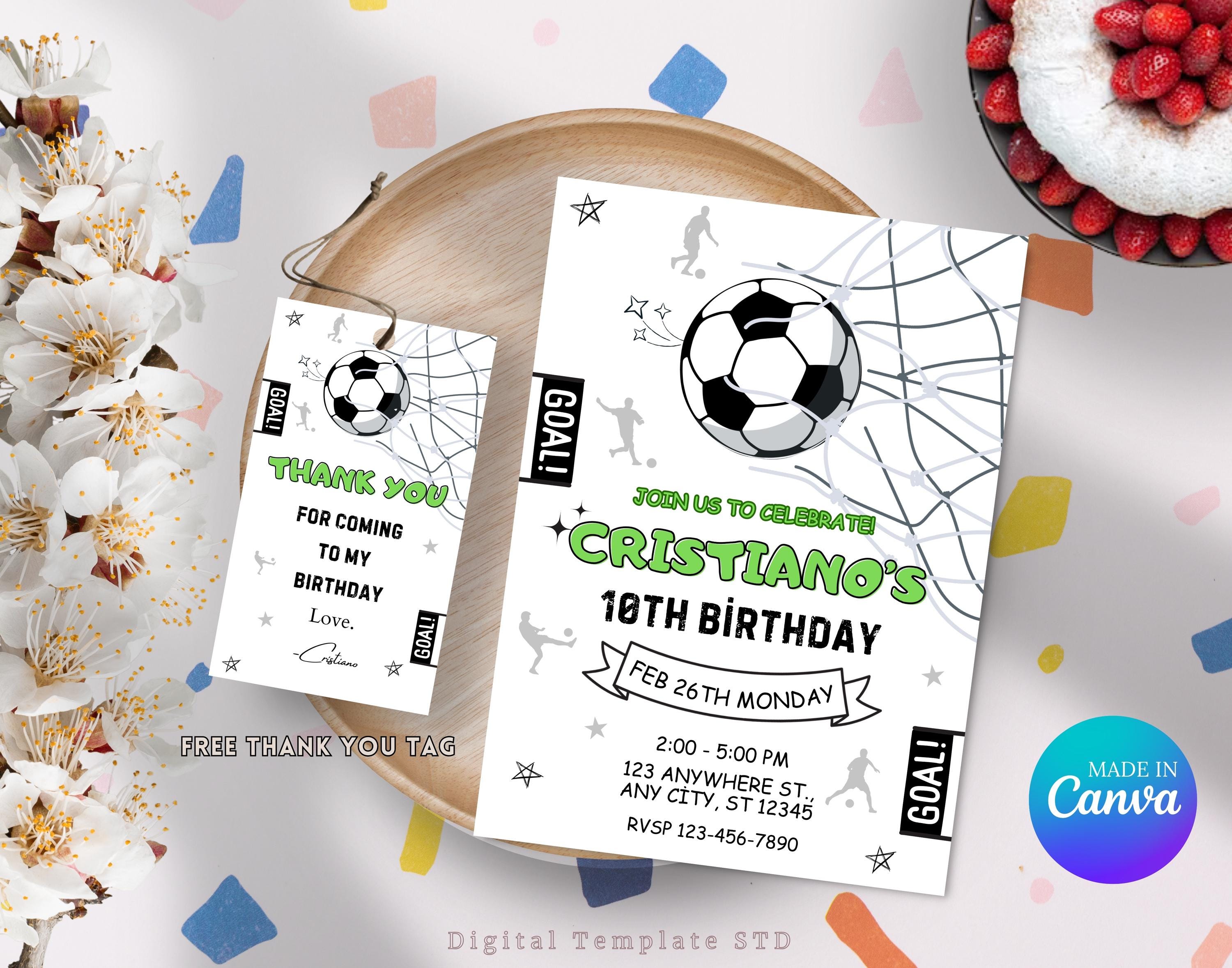 Editable Soccer Birthday Invitation Template, Printable Football ...