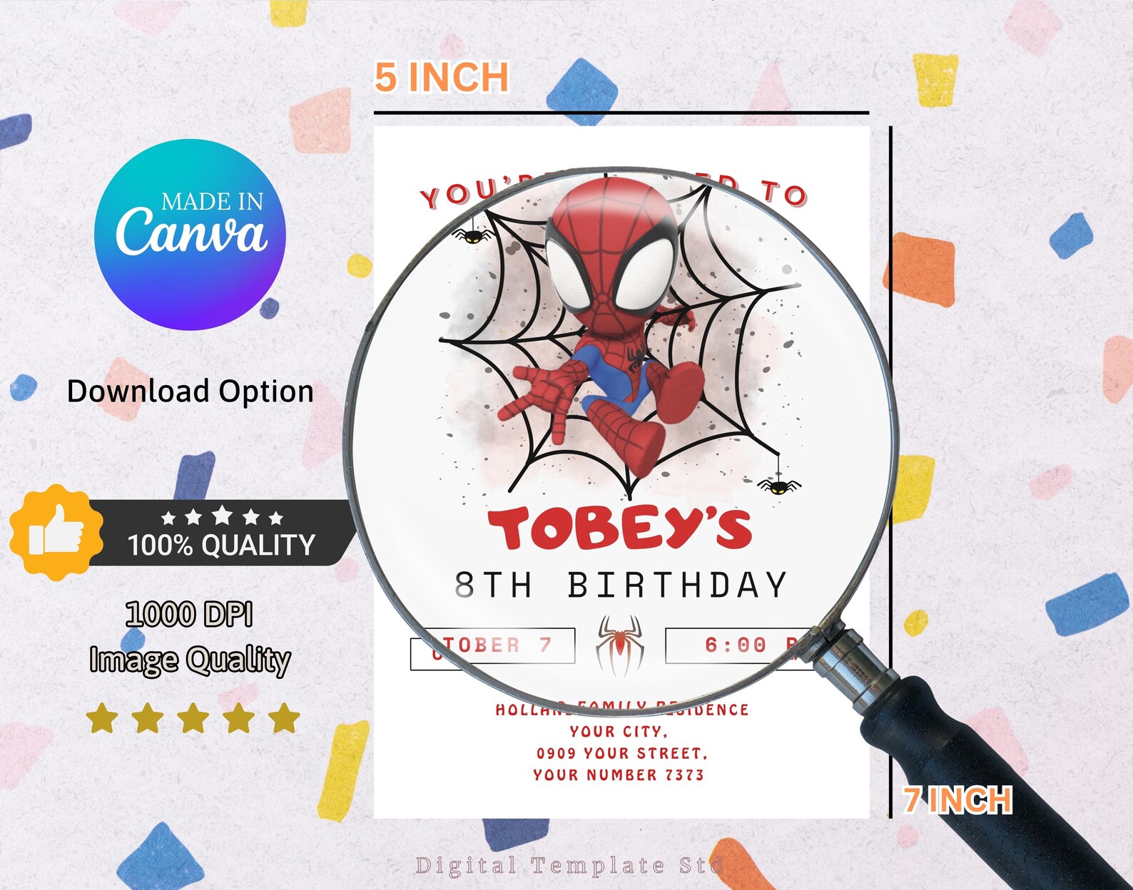 Spider Man Invitation Template, Printable Birthday Party Invitation ...