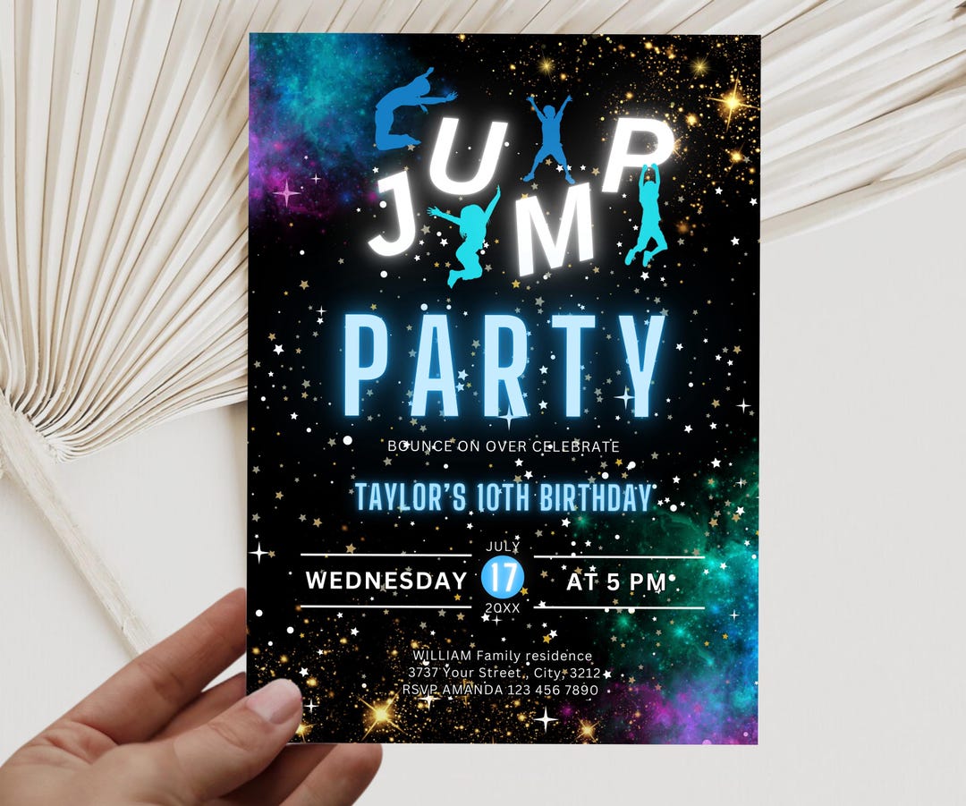 Editable Jump Birthday Invitation, Jump Invite, Trampoline Party ...