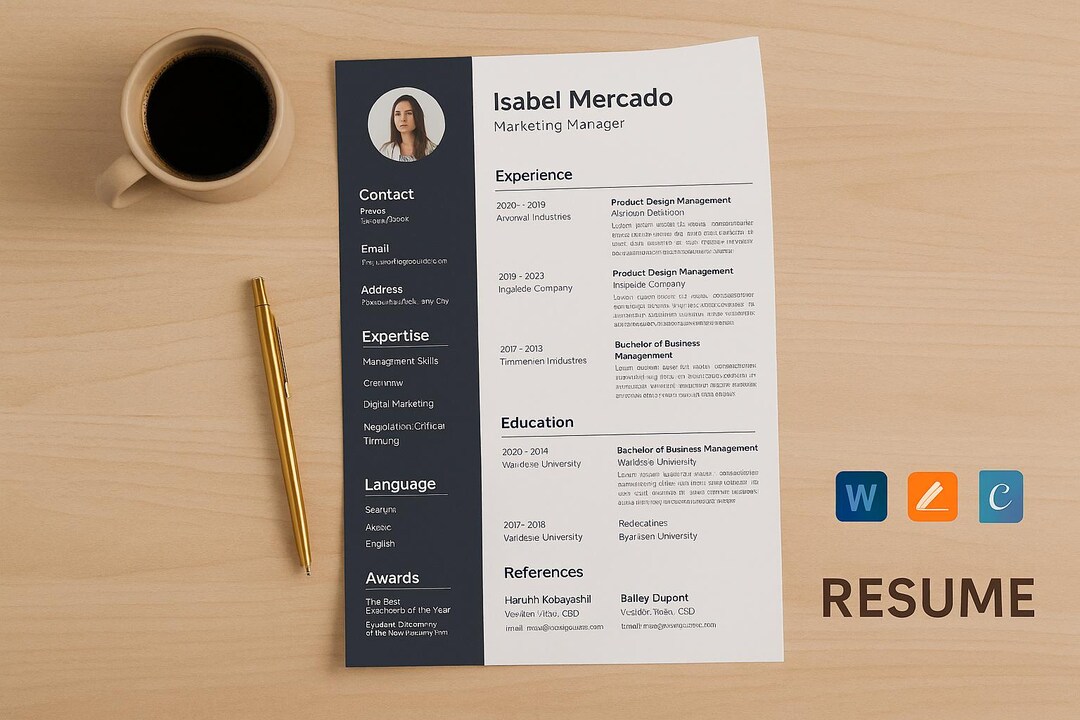 Modern Resume Template | Word, PDF, Pages | Professional CV Design - Etsy