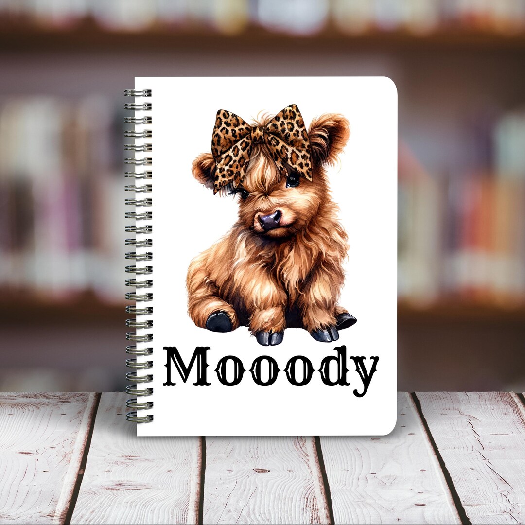 Moody Cow Spiral Notebook Adorable Boujee Design, Perfect for Students ...