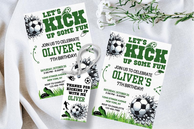 Editable Soccer Birthday Invitation Template, Football Invitation Card ...