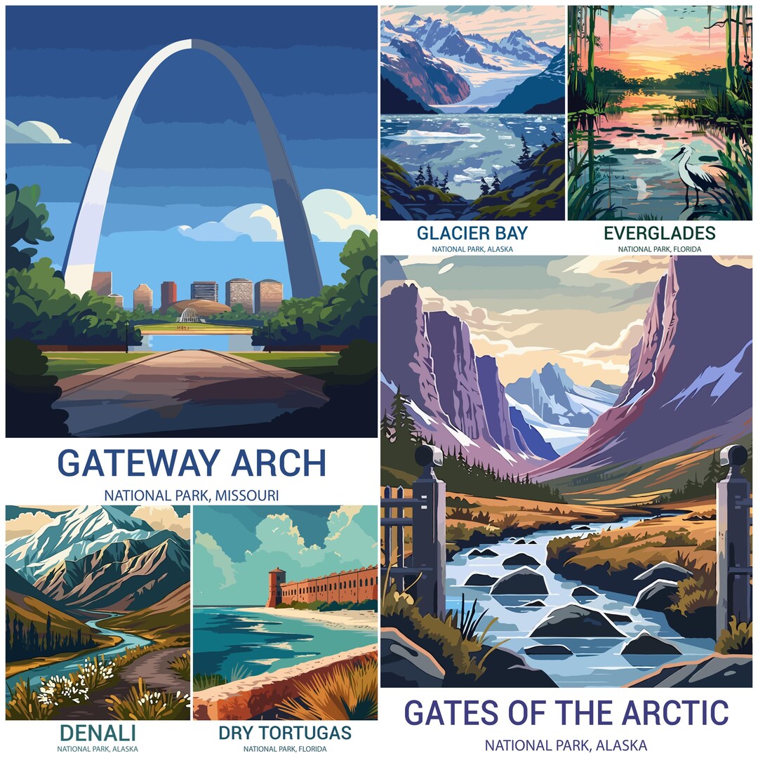 63 USA National Parks Digital Posters US National Park Posters Vintage ...