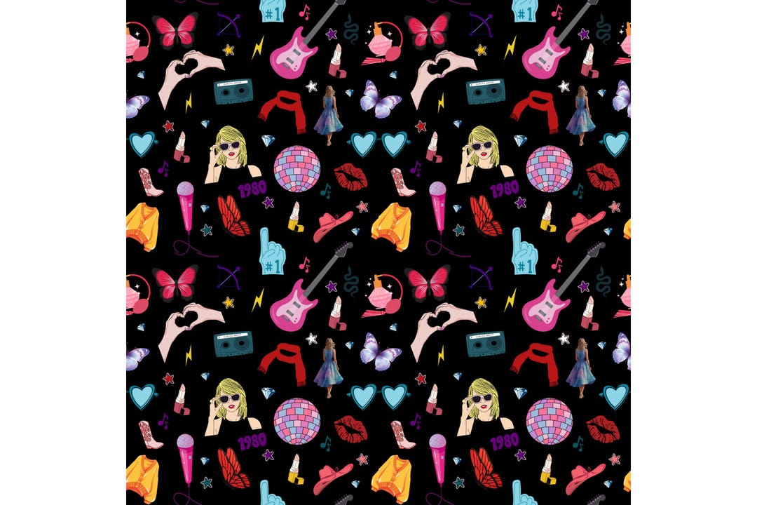 Swift Era Pop Star Icons Music Seamless Pattern Printable Craft Paper ...