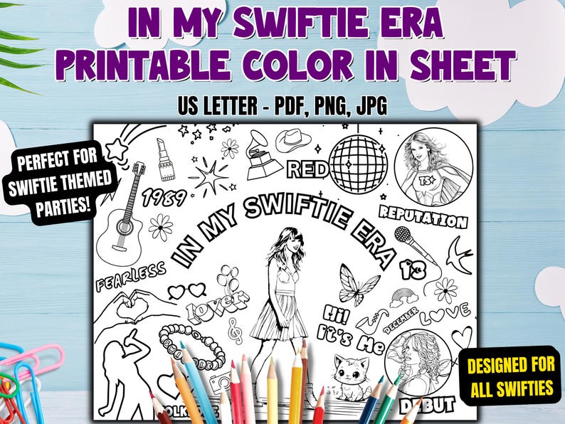 In My Swiftie Era Printable Color in Sheet, Taylor Coloring, Swift ...