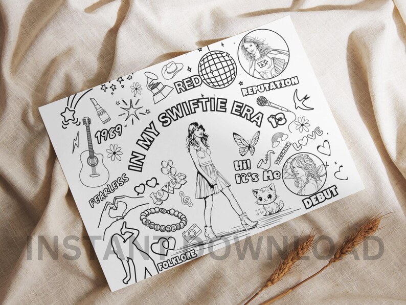 In My Swiftie Era Printable Color in Sheet, Taylor Coloring, Swift ...