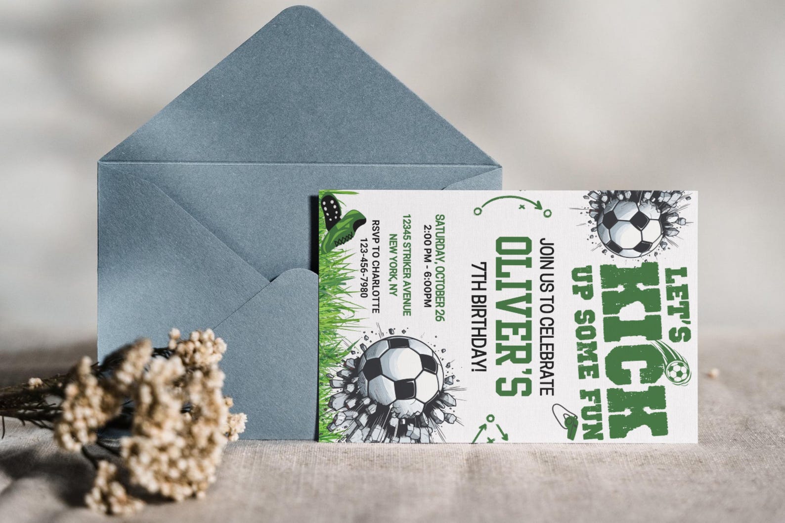 Editable Soccer Birthday Invitation Template, Football Invitation Card ...