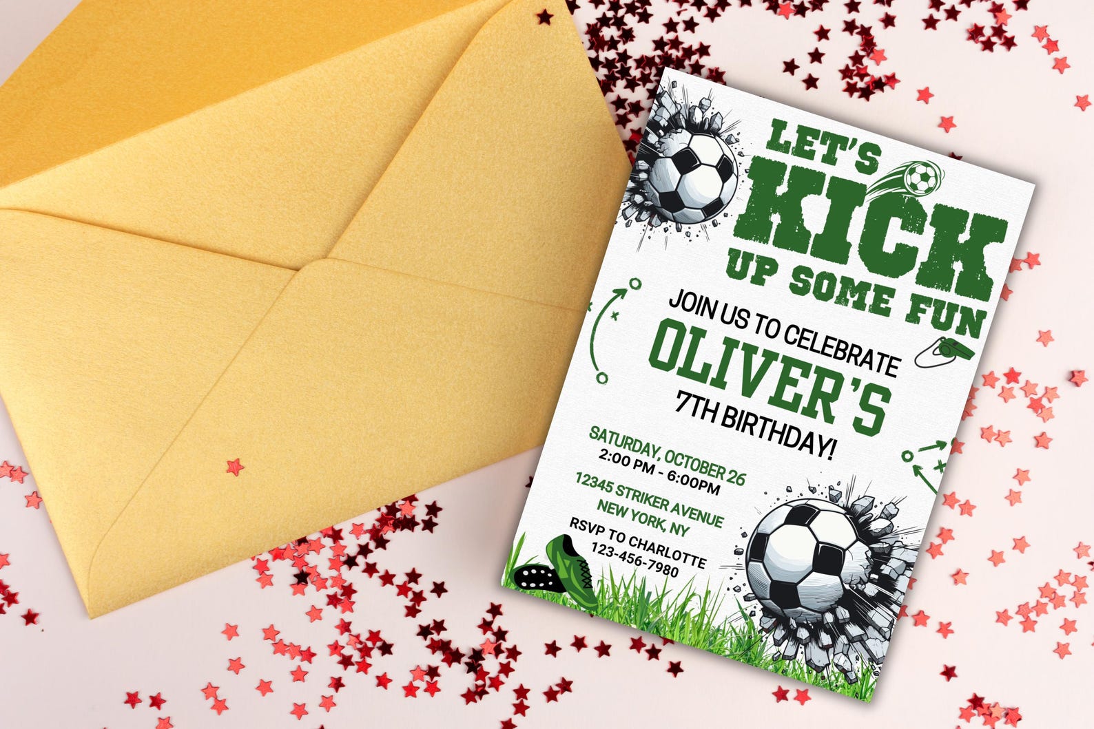 Editable Soccer Birthday Invitation Template, Football Invitation Card ...