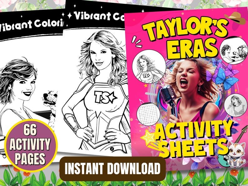 Taylor's Eras Coloring and Activity Book Bundle 64 Swifty Activity ...