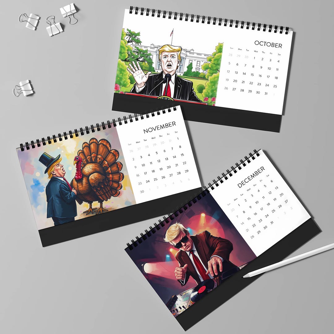 2025 Donald Trump Desk Calendar, Funny Political Office Decor ...