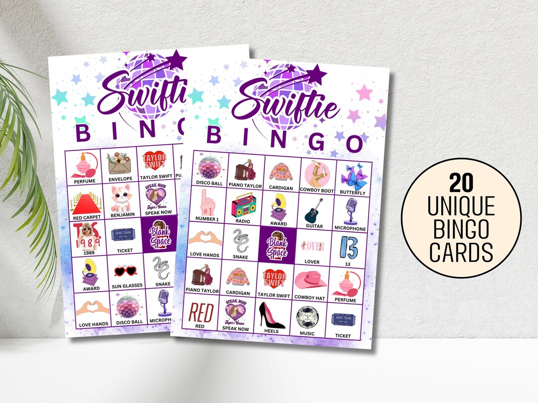 Printable Taylor Swift Bingo Cards taylor Swiftie Bingo Game 20 Bingo ...