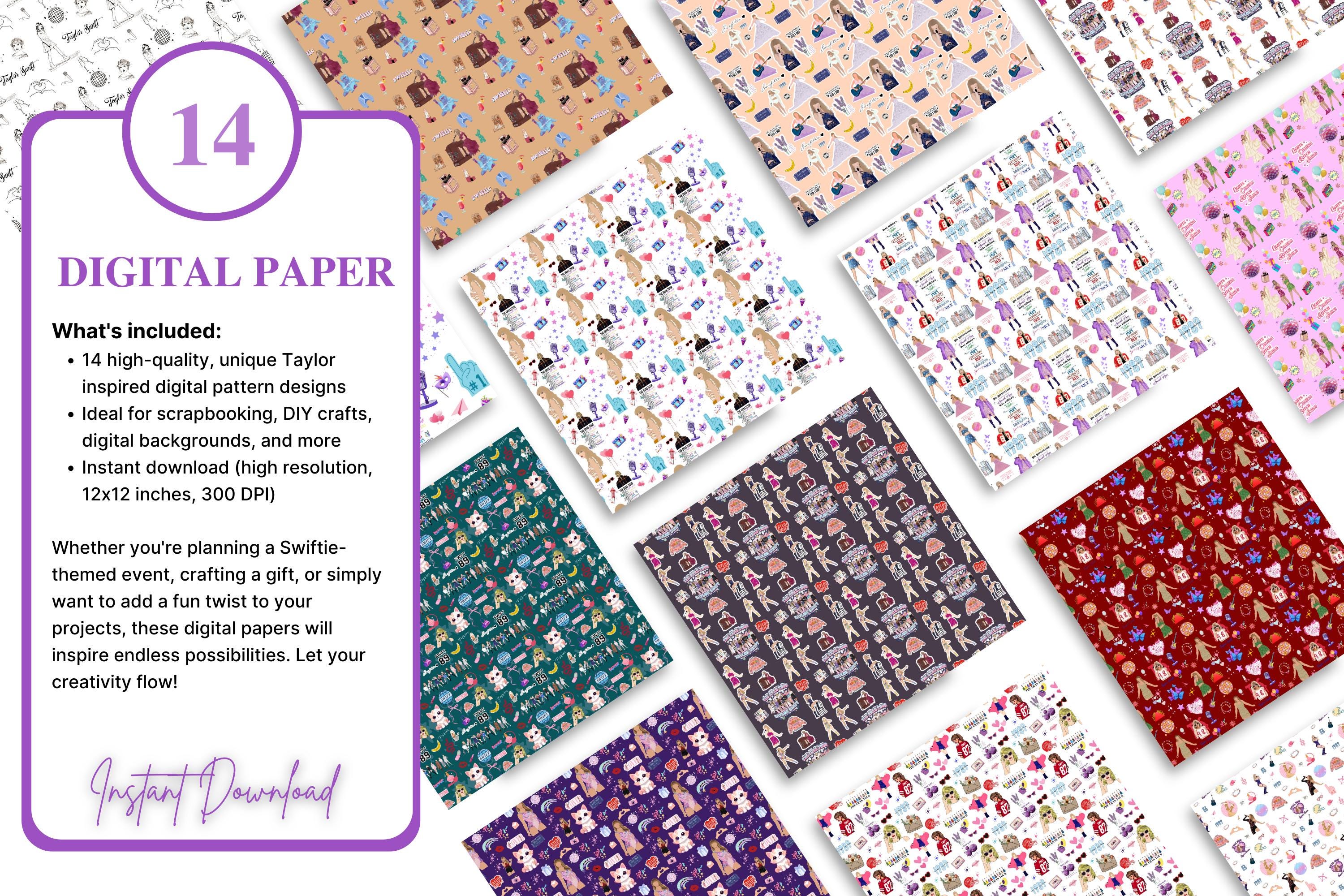 Taylor Digital Seamless Pattern Wrap Paper, 14 Seamless 12x12 Eras Tour ...