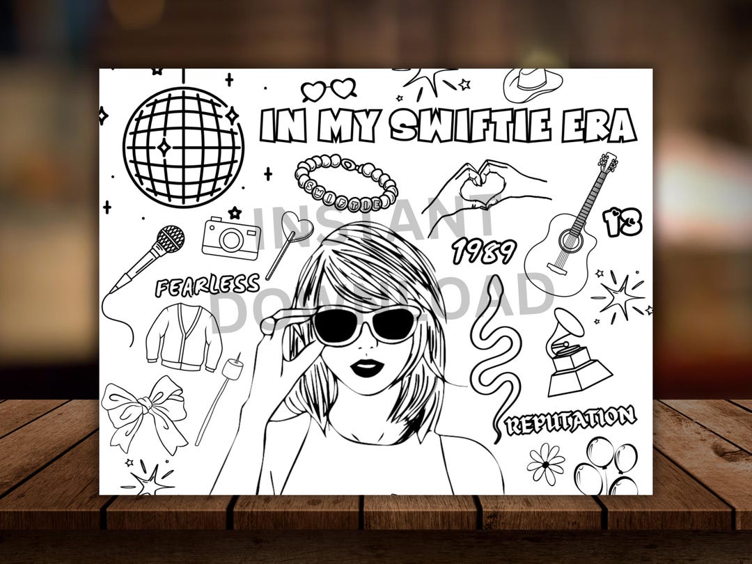 Hoja para colorear imprimible In My Swiftie Era, Taylor Coloring, Swift ...