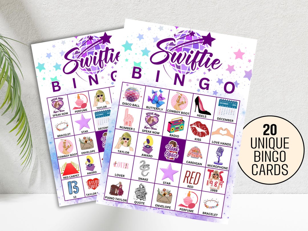 Printable Taylor Swift Bingo Cards taylor Swiftie Bingo Game 20 Bingo ...