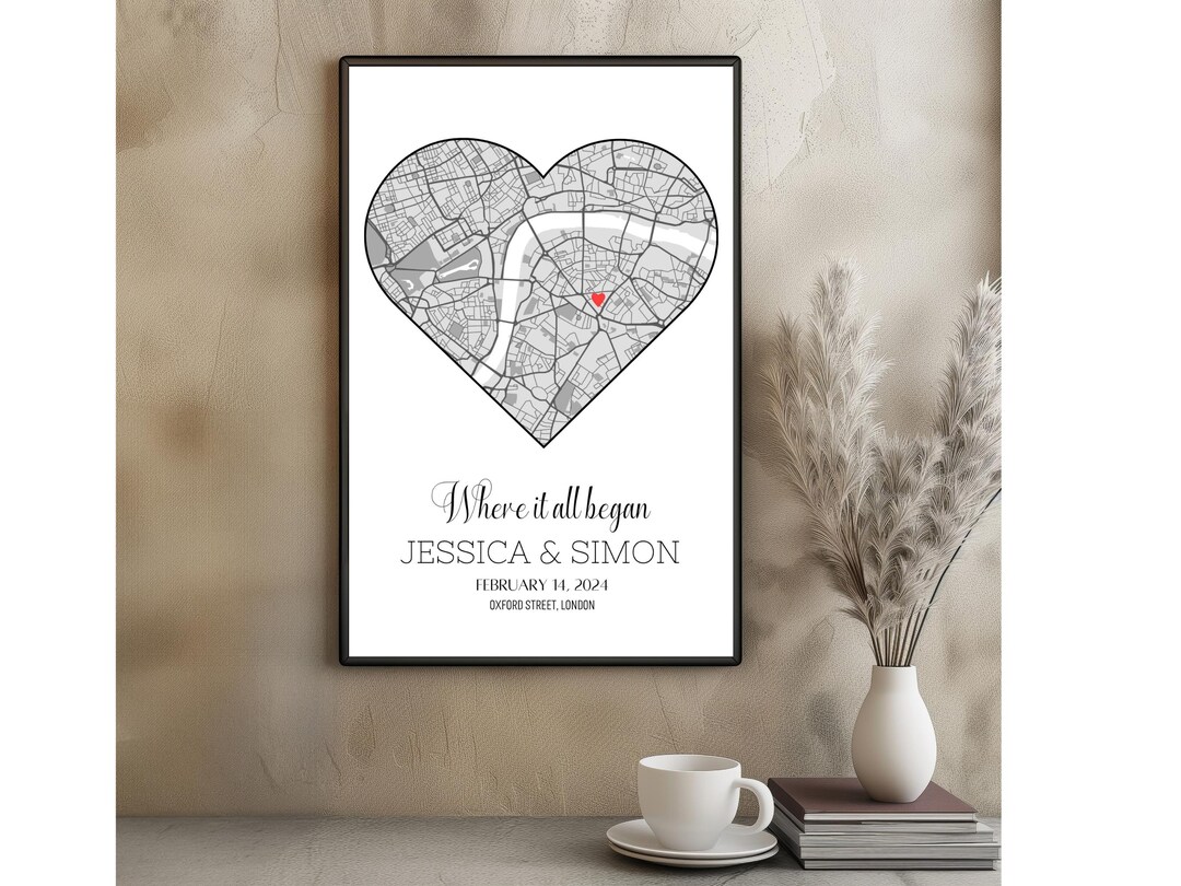 Personalized Love Map, Where It All Began Map Print, Where We Met ...
