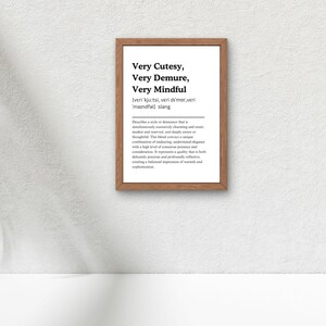Very Cutesy, Very Demure, Very Mindful Definition Print Modern A4 Wall ...