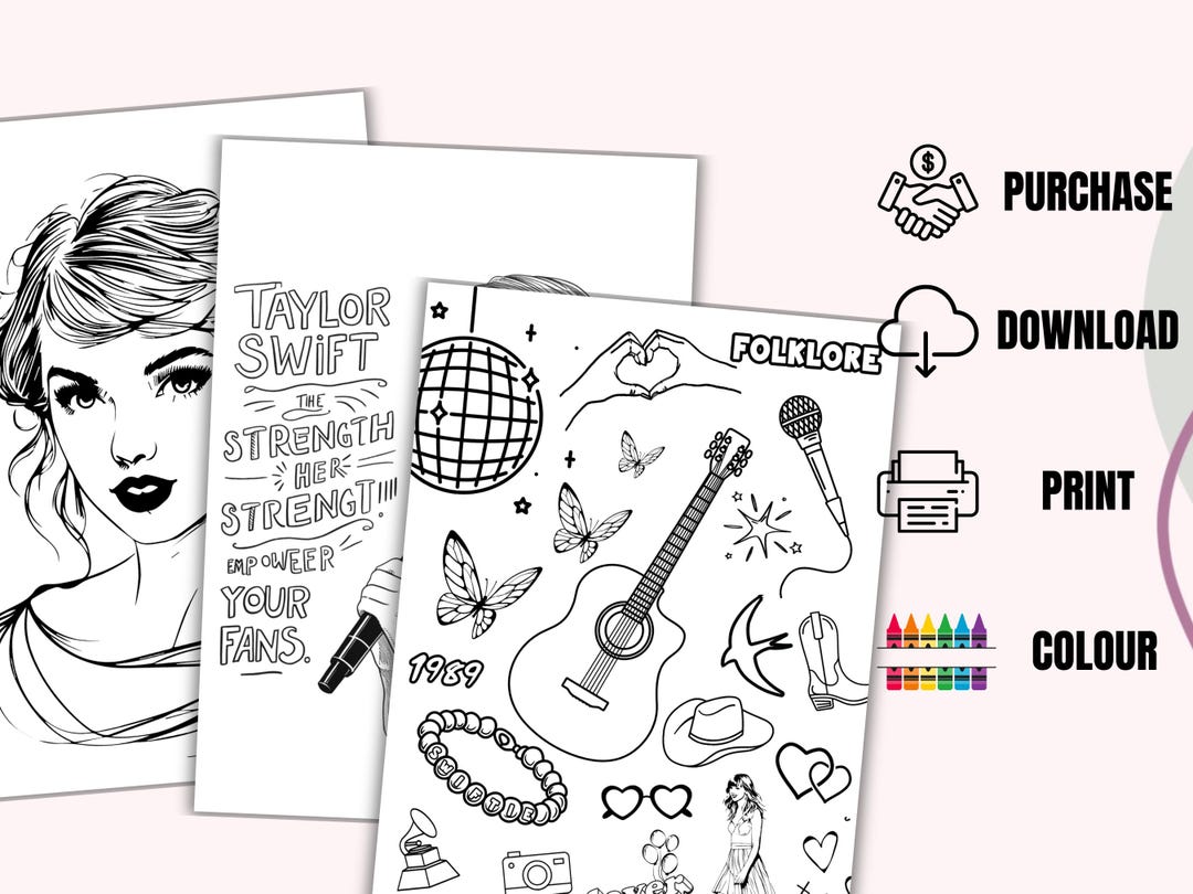 Printable Taylor Swiftie Fans Coloring Pages I Taylor Digital Eras ...