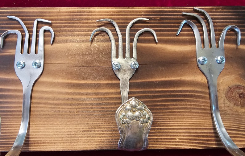 Heavy Duty Squid Eyed Forks, Fork Wall Hooks Recycled Silverware Key ...