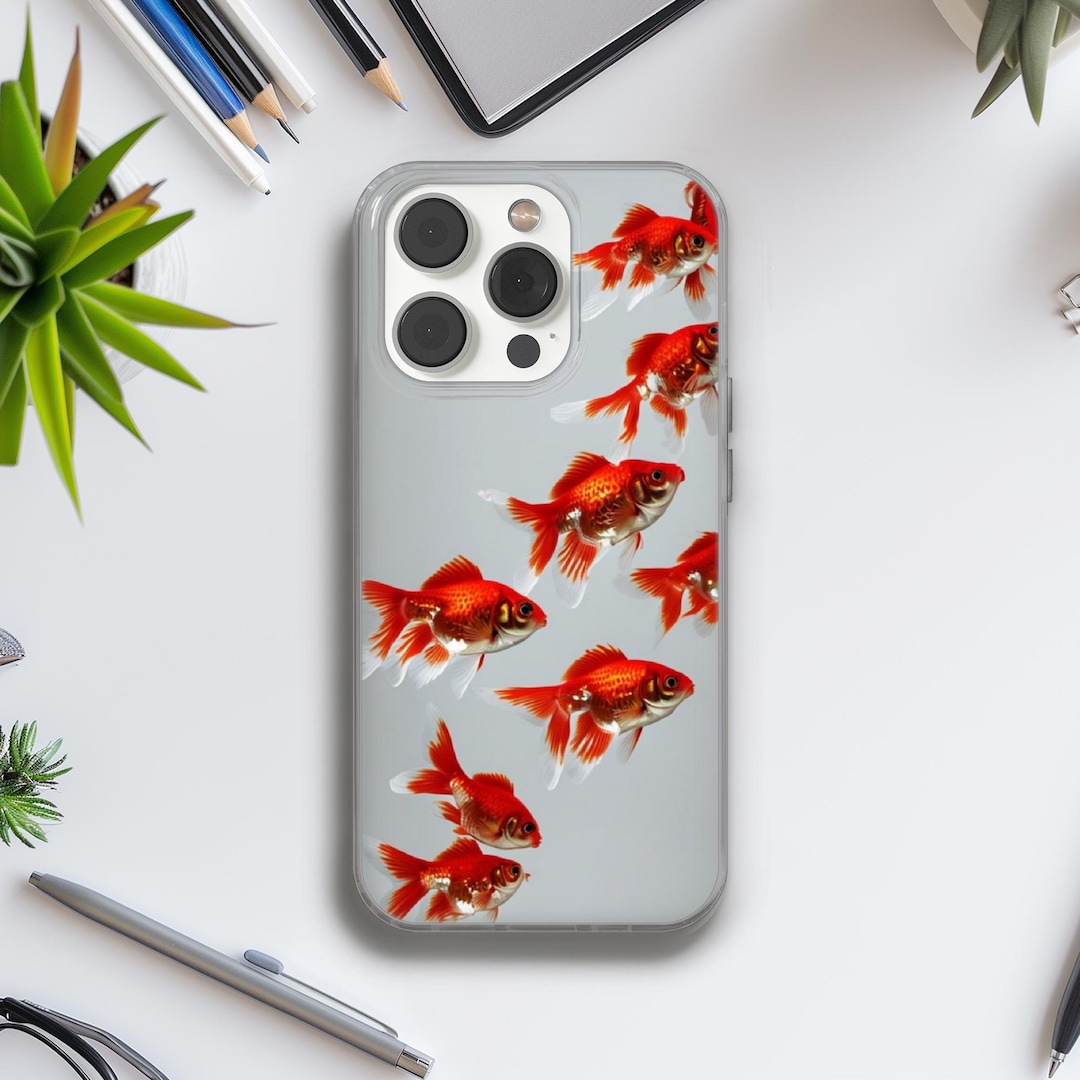 Swimming Goldfish Phone Case Red Fish Phone Cover for iPhone 16 iPhone ...