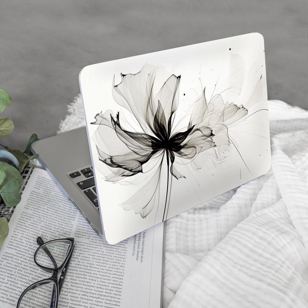 Pencil Drawing of Flower MacBook Case Simple Flower Drawing Laptop Skin ...
