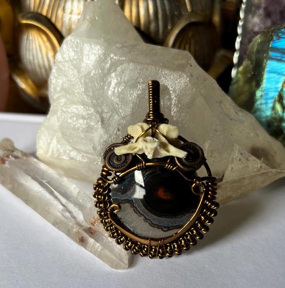 Black Red Agate Eye Vertebrae Round Earthy Animal Bone Dragon Eye Dark Grounding Surrender Yoga Pose Solitude Safety Release Fear Shamanism Etsy