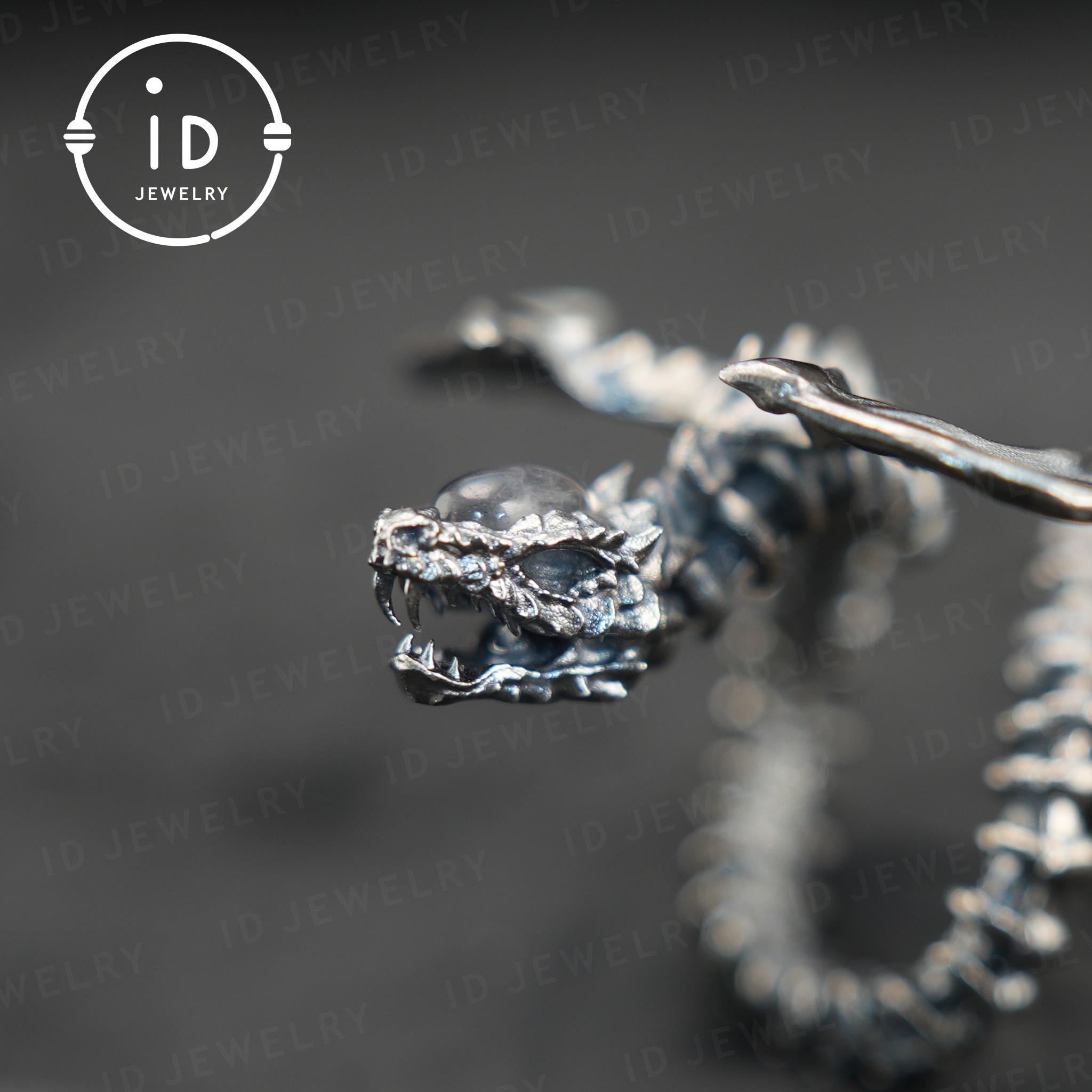 Skeleton Dragon Ring in 925 Sterling Silver With Phantom Stone ...