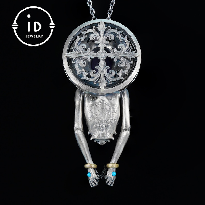Handmade 925 Sterling Silver Cyber-gothic Goddess Pendant Necklace ...