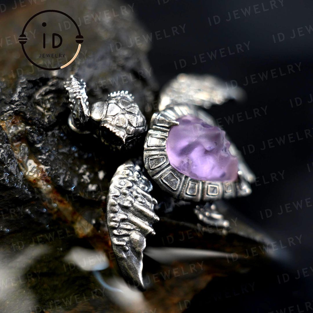 Movable Turtle Amethyst Pendant Necklace · Handmade Totem Jewelry in ...