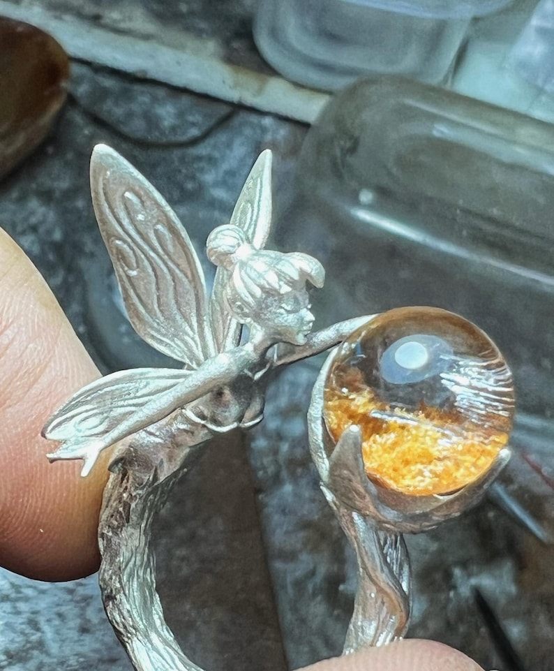 Forest Elf Ring 925 Sterling Silver With Phantom Crystal, Magical Elven ...