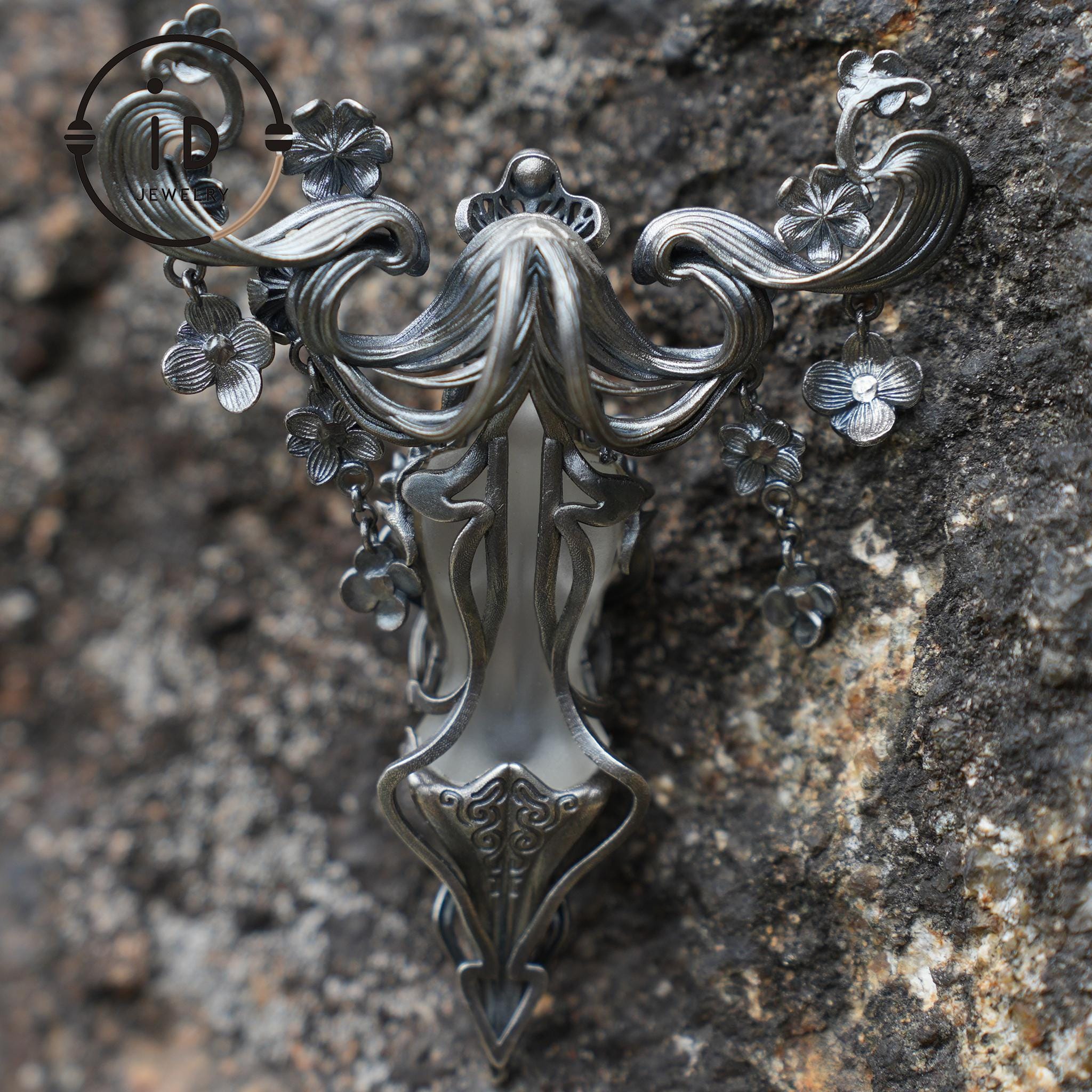 Hand-carved 925 Silver Gaia Goddess Crystal Pendant Necklace | Vine ...
