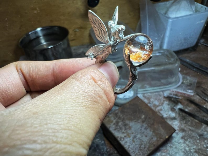 Forest Elf Ring 925 Sterling Silver With Phantom Crystal, Magical Elven ...