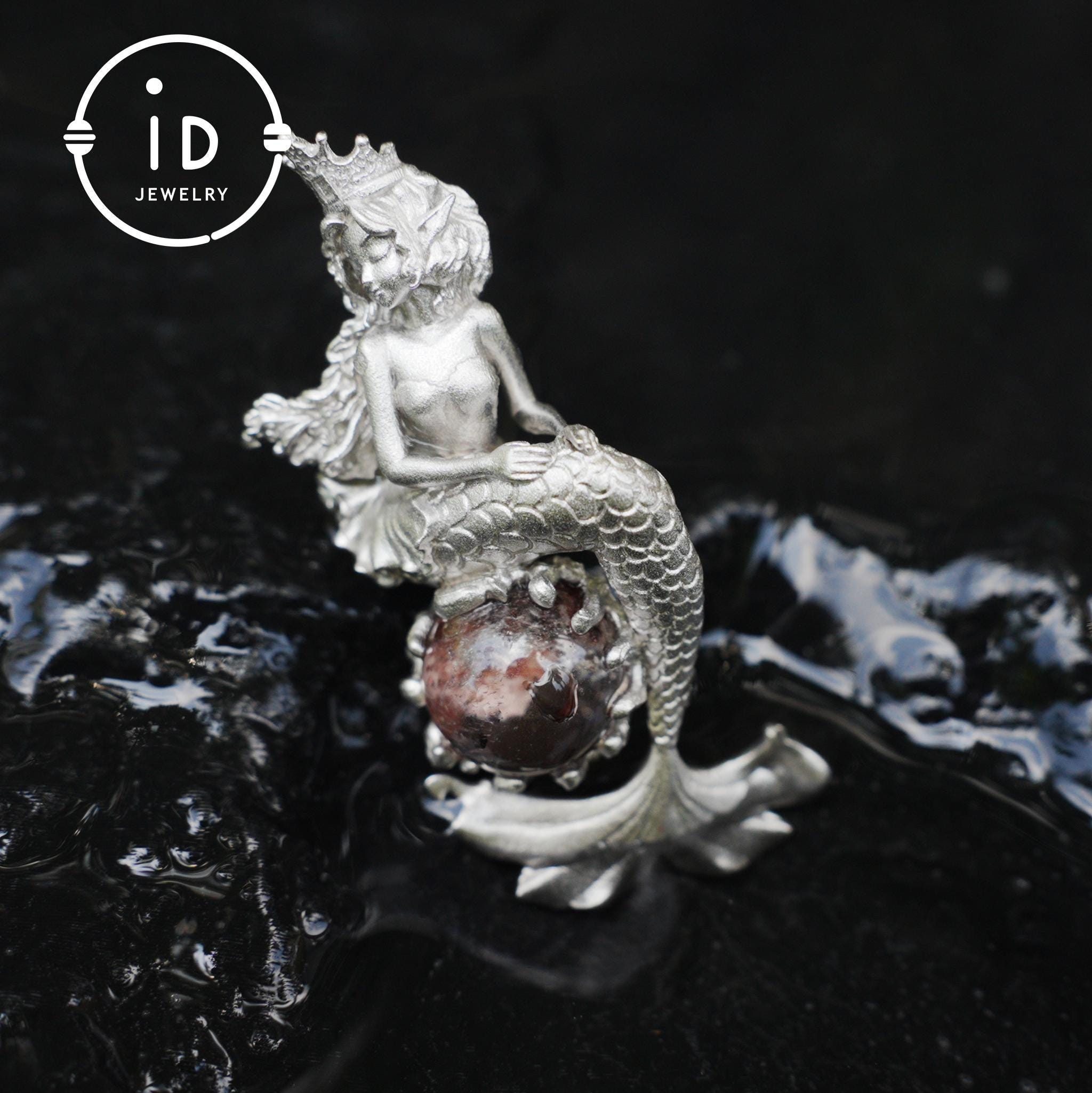 Ocean-themed Mermaid Necklace | 925 Sterling Silver, Handmade | Crown ...