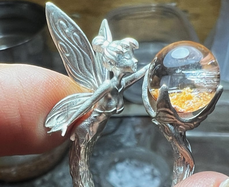 Forest Elf Ring 925 Sterling Silver With Phantom Crystal, Magical Elven ...