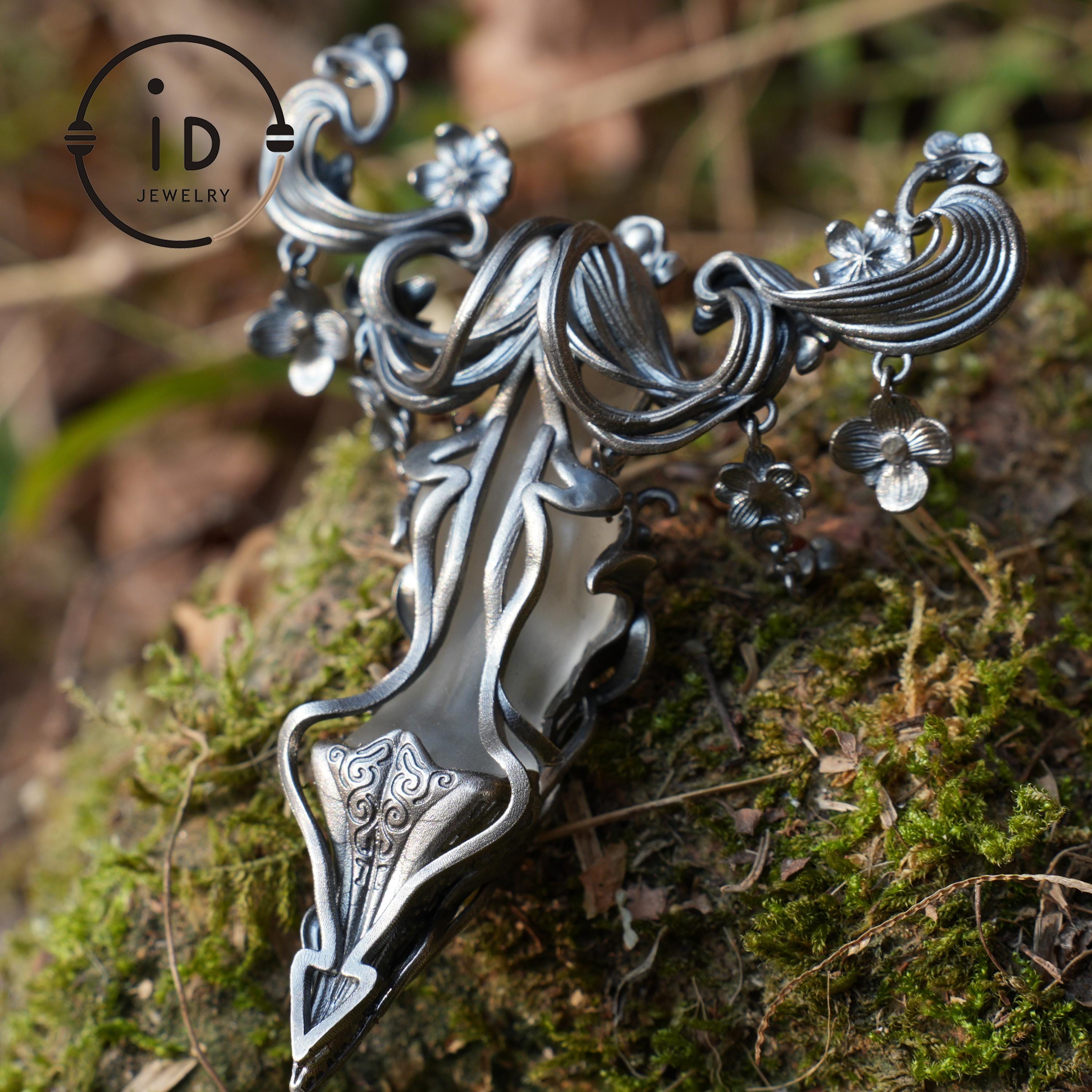 Hand-carved 925 Silver Gaia Goddess Crystal Pendant Necklace | Vine ...