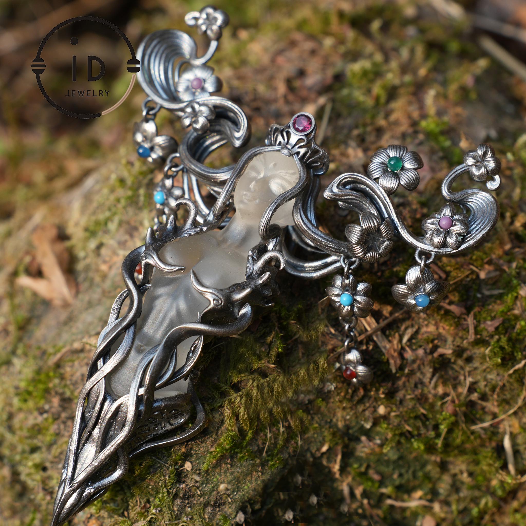 Hand-carved 925 Silver Gaia Goddess Crystal Pendant Necklace | Vine ...
