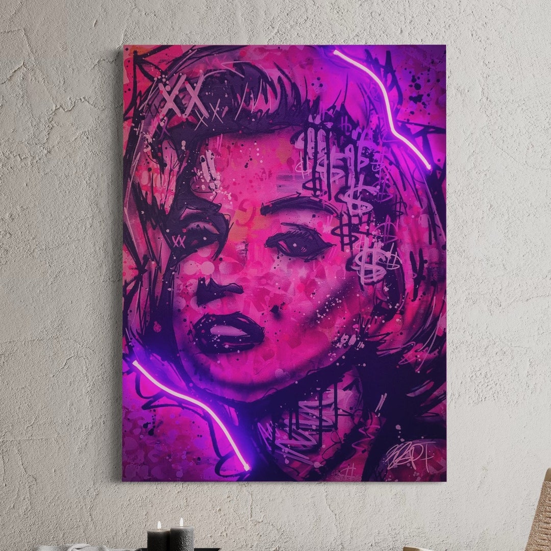 Pop Culture Neon Art - Iconic Retro Graffiti Wall Decor, Neon Painting ...