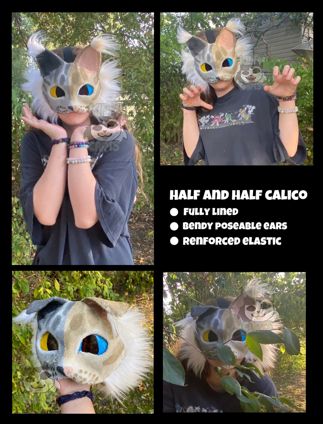 Half and Half Calico Cat Mask - Etsy
