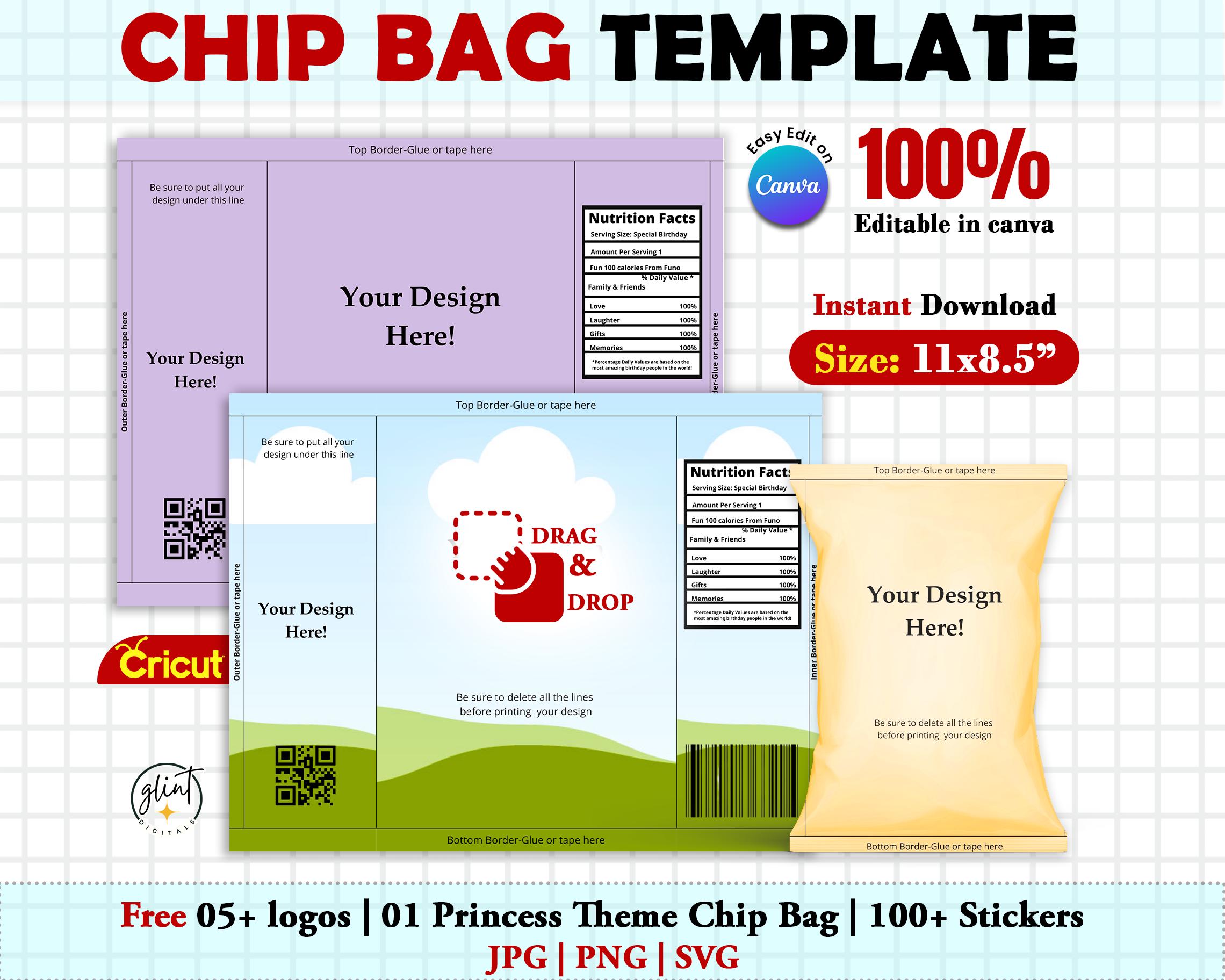 Chip Bag Template, Editable Chip Bag, Party Chip Bag, Chip Bag Label ...
