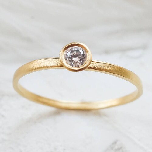 Solid Gold Diamond Cone Ring Stacking Ring Diamond Wedding - Etsy