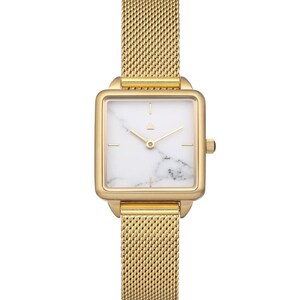 Rectangle Watch With a Golden Mesh Strap, Classic Women's Wrist Watch ...