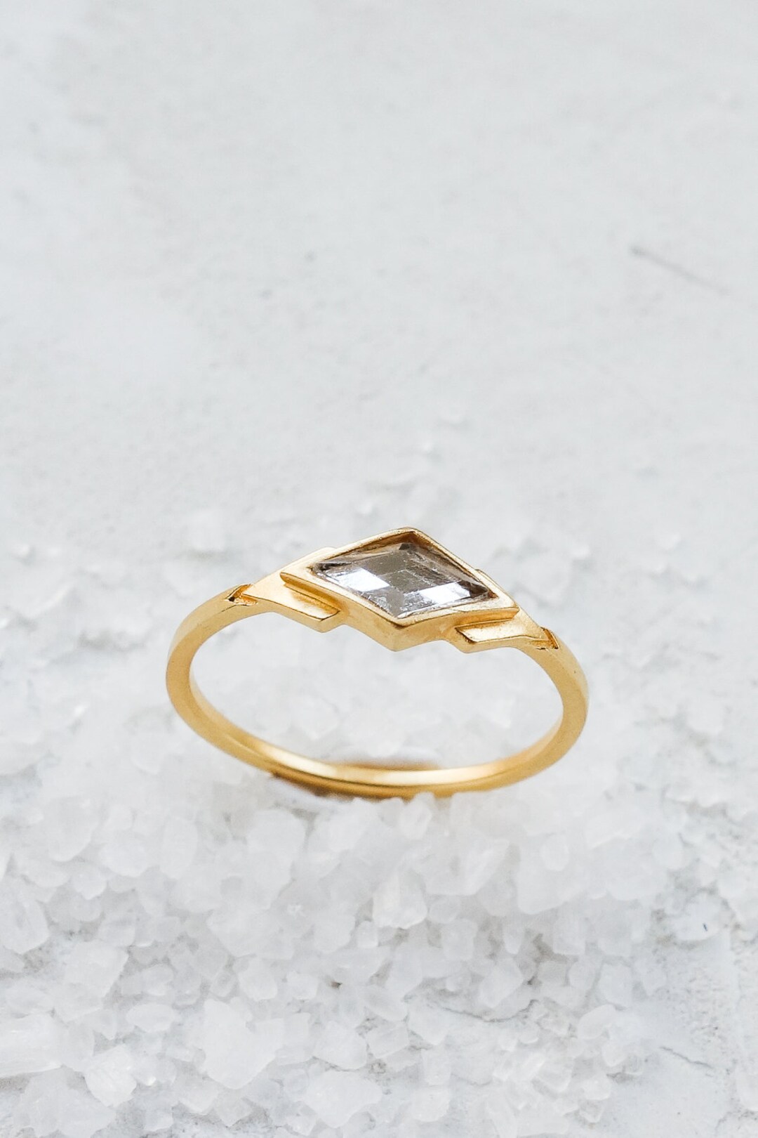 Anna Ring, Gold Crystal Ring, Silver Geometric Ring, Diamond Shaped ...