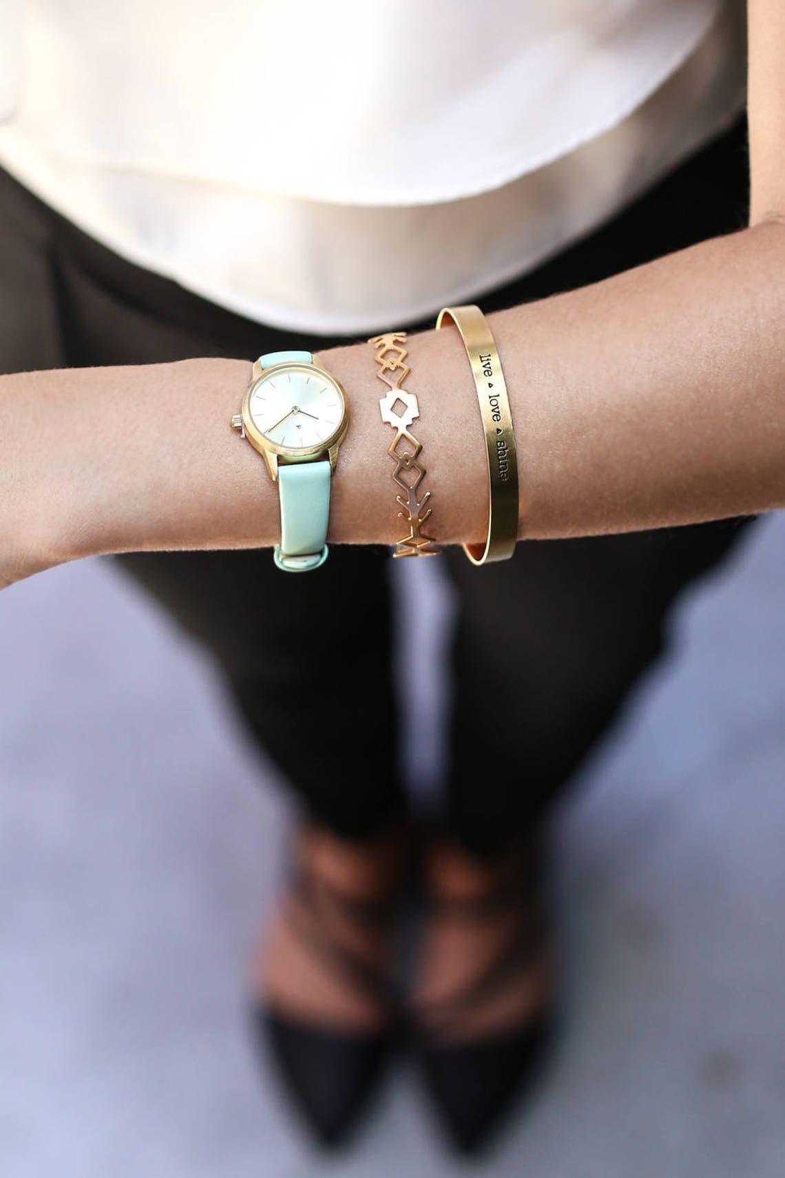 25 mm Watch in Gold and Aqua Classic Women's Wrist Watch | Etsy