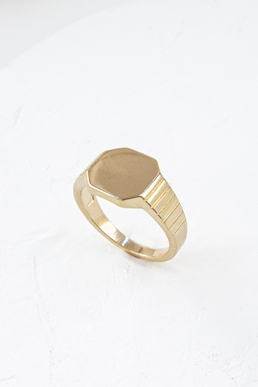 Striped Signet Ring, Gold Signet Ring, Signature Ring, Silver Signet ...