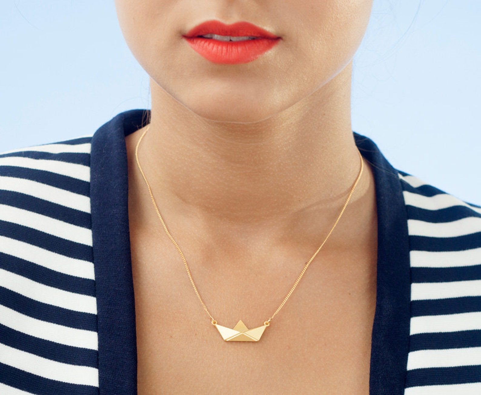 Short Paper Boat Necklace, Ocean Inspiration, Nautical Theme, Origami ...