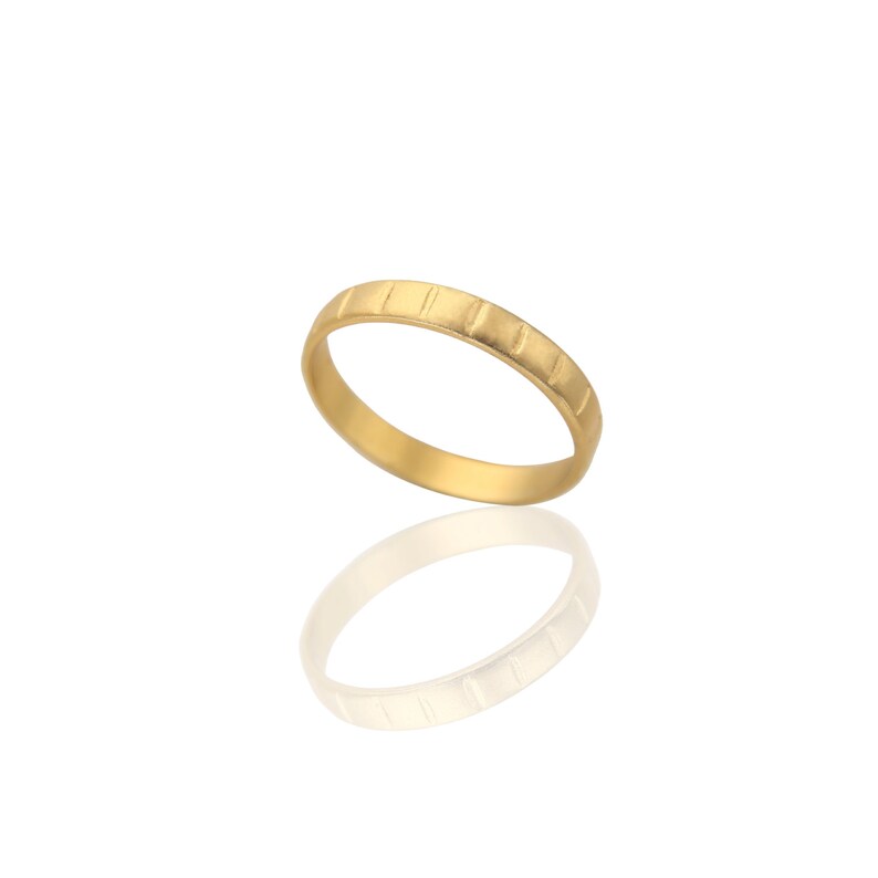 Solid Gold Notch Ring Gold Wedding Ring Unique Notched Solid | Etsy