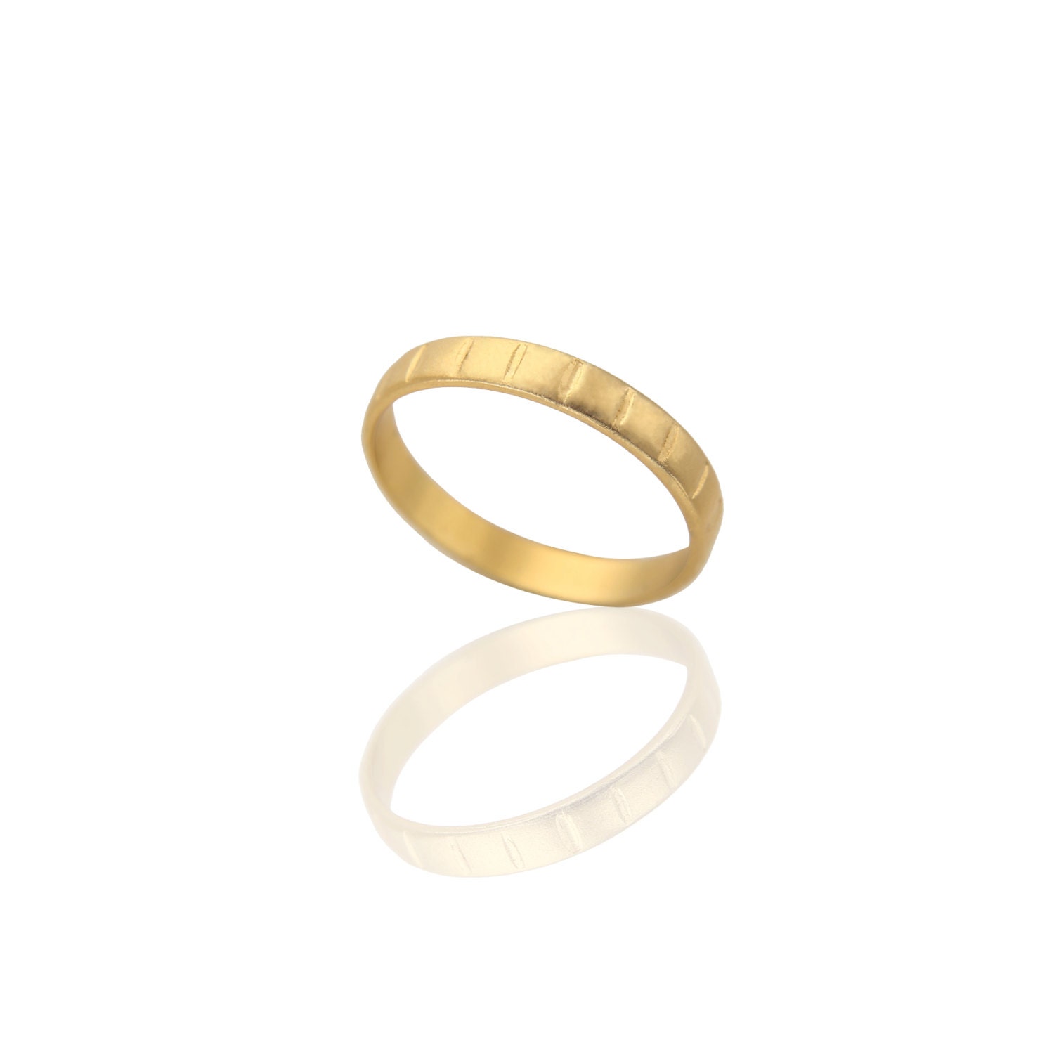 Solid Gold Notch Ring Gold Wedding Ring Unique Notched Solid | Etsy