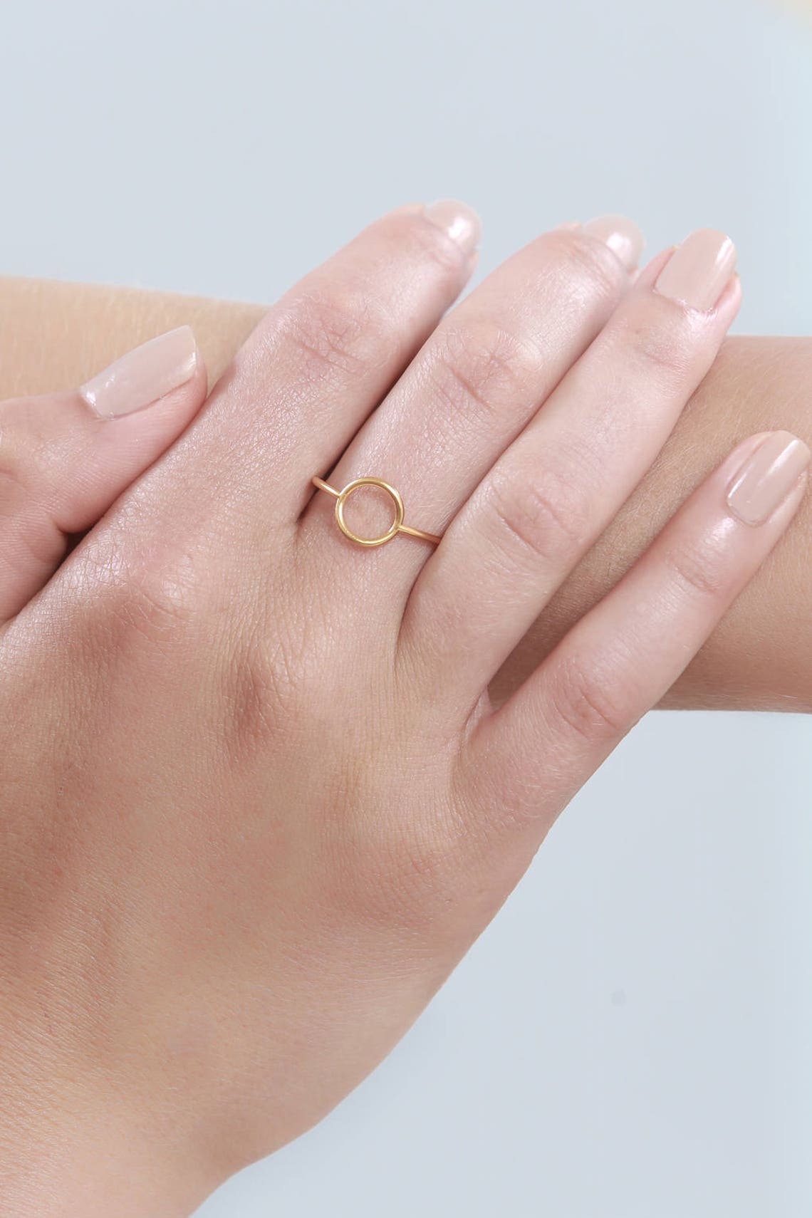 Hollow Circle Ring Gold Geometric Ring Gold Circle Ring | Etsy