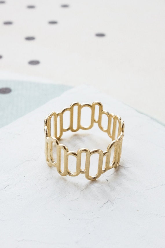 Contour Ring Gold Geometric Ring Gold Round Ring Dainty | Etsy
