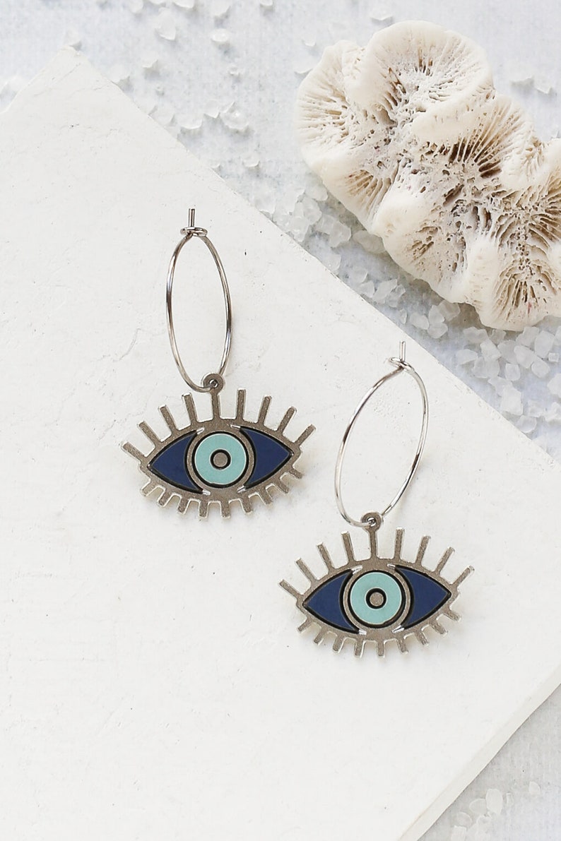 Oracle Hoop Earrings Eye Hoops Evil Eye Hoops Evil Eye - Etsy
