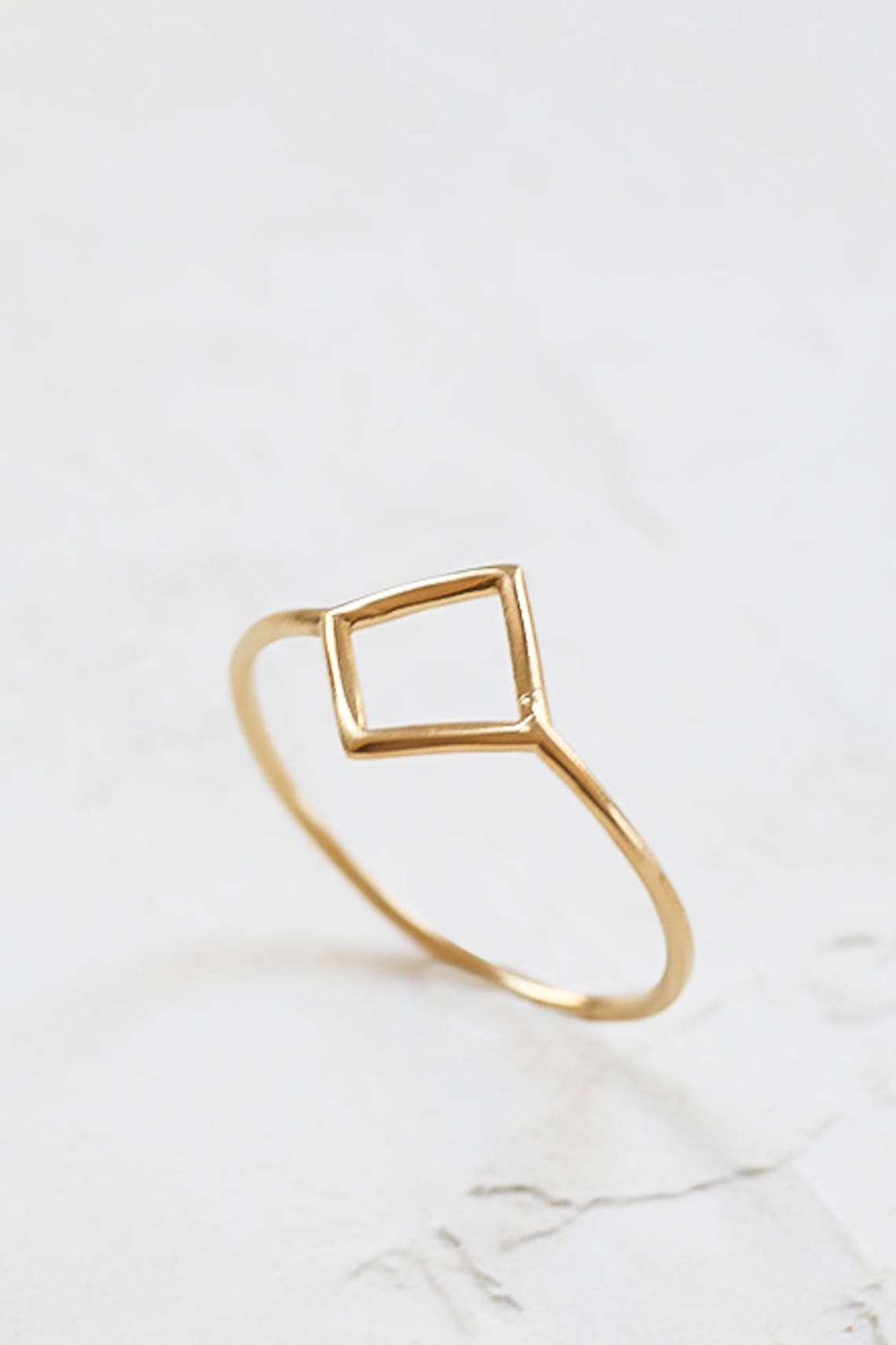 Hollow Rhombus Ring Gold Geometric Ring Gold Rhombus Ring - Etsy